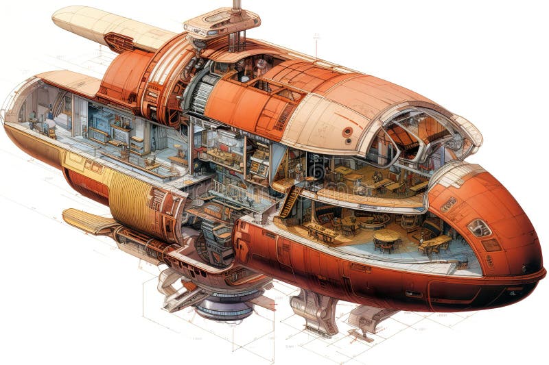 A Cutaway of a Space Ship on a White Background. Generative AI Image ...