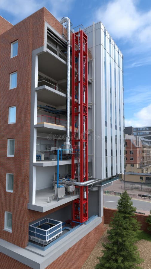 Cutaway View of a Modern Building with Exposed Interior Showing ...