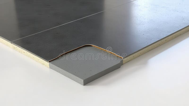 Cutaway View Showing the Layers of a Grey Tile or Panel Including Top ...