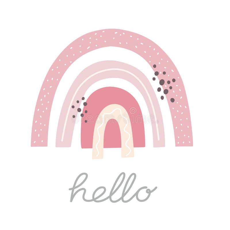 Cute Abstract Baby Rainbow with Hello Catch. Vector Illustration. Stock ...