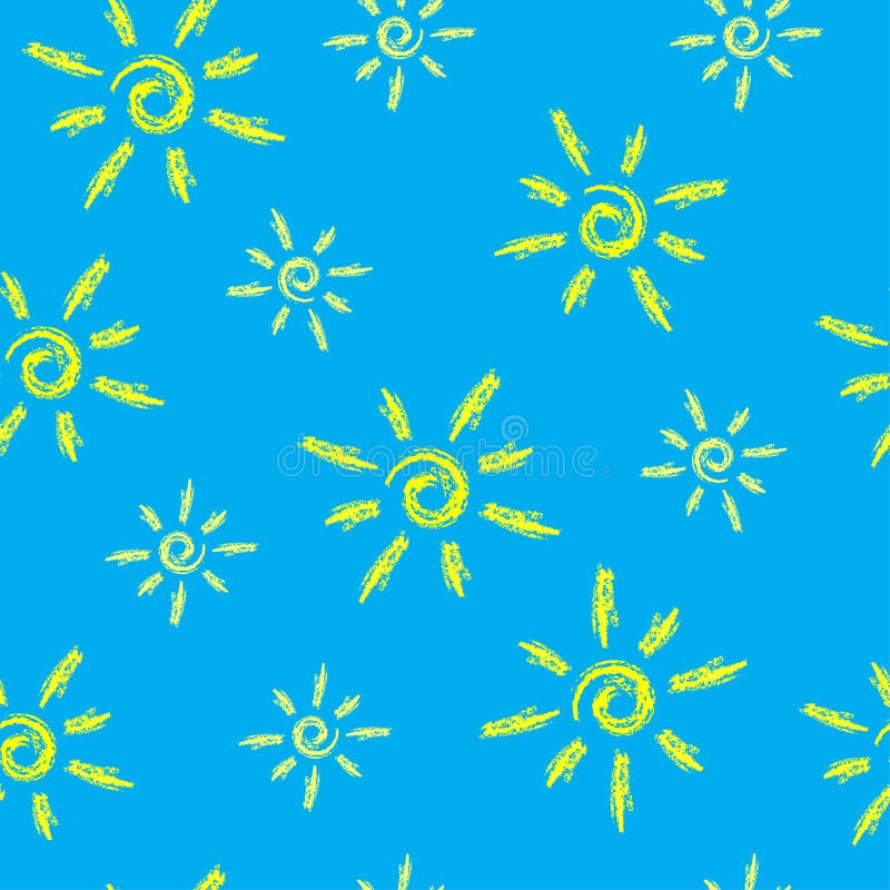 Cute Abstract Chalk Suns Seamless Vector Pattern Stock Vector ...