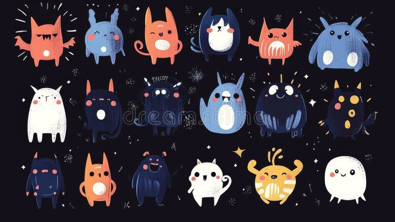 Cute Abstract Characters Vector Collection, New Vektor Picture Stock ...