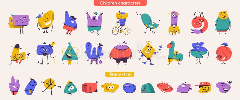 Cute Abstract Children Characters Set. Stock Vector - Illustration of ...