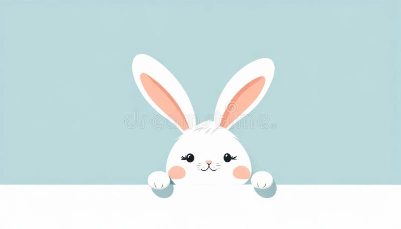 Cute Abstract Easter Bunny Banner with Copy Space Stock Illustration ...