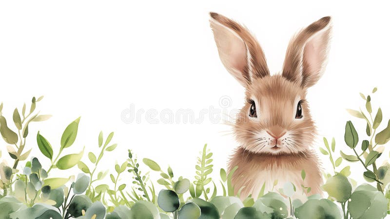 Cute Abstract Easter Bunny with Copy Space Digital Art Stock ...