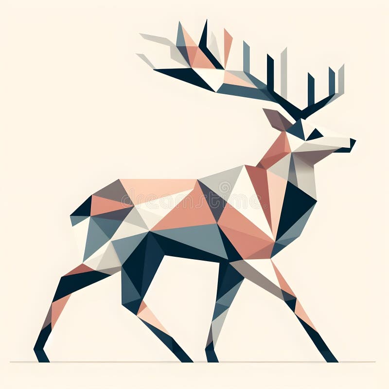 Cute Abstract Geometric Deer Stock Illustration - Illustration of ...