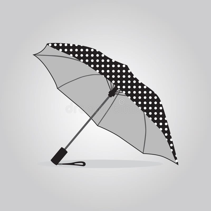 Cute Abstract Isolated Black Retro Open Umbrella Icon on the Ground ...