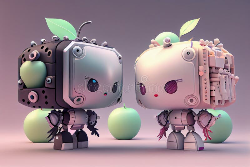 Cute Abstract Lines and Cubes 2 Robots Stock Image - Image of video ...