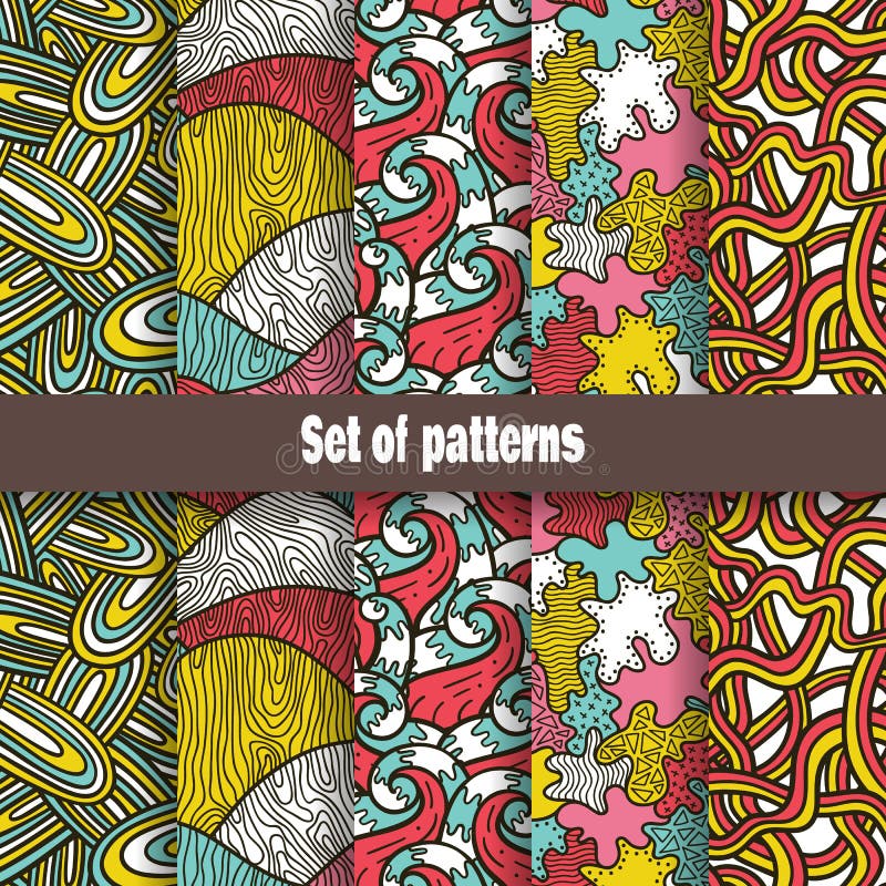 Cute Abstract Pattern Collection. Stock Vector - Illustration of line ...
