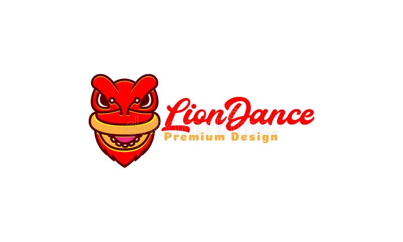 Cute Abstract Red Lion Dance Logo Vector Symbol Icon Design ...