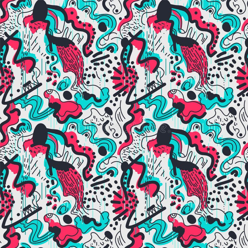 Cute Abstract Unusual Seamless Backdrop with Wave Strange Pattern Stock ...