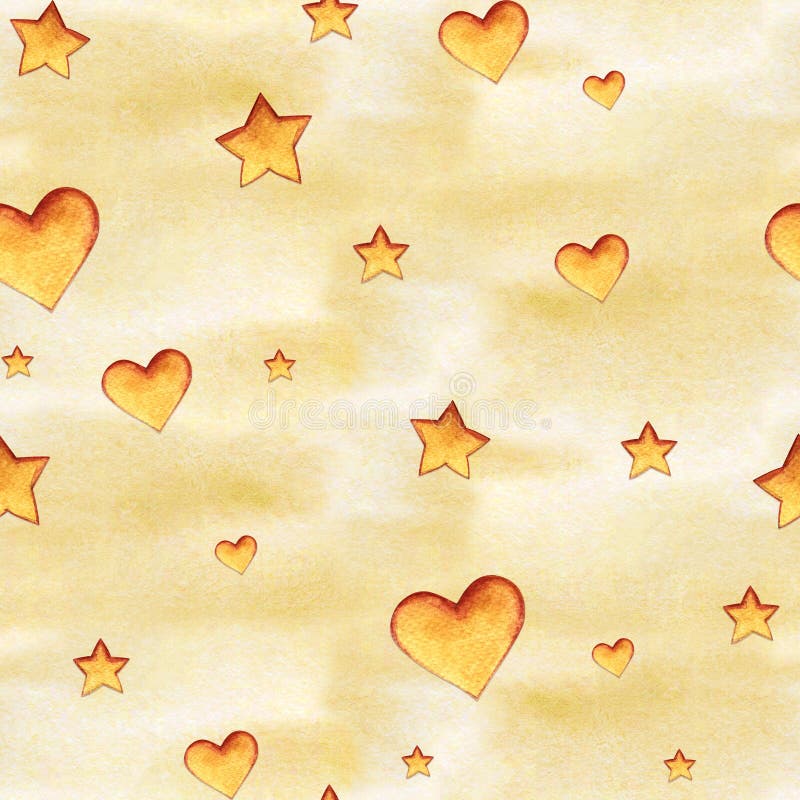 Cute Abstract Watercolor Seamless Pattern with Hearts and Stars. Stock ... Cute Abstract Watercolor Seamless Pattern with Hearts and Stars. Stock ...