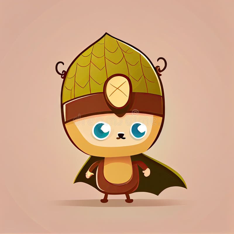 Cute Acorn Cartoon Character in a Superhero Cape, Cartoon Style, Modern ... Cute Acorn Cartoon Character in a Superhero Cape, Cartoon Style, Modern ...