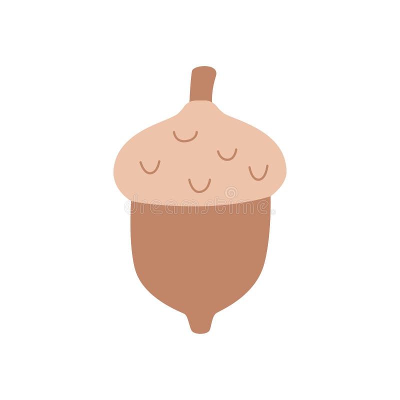 Cute Acorn Isolated on a White Background. Hand-drawn Vector ...