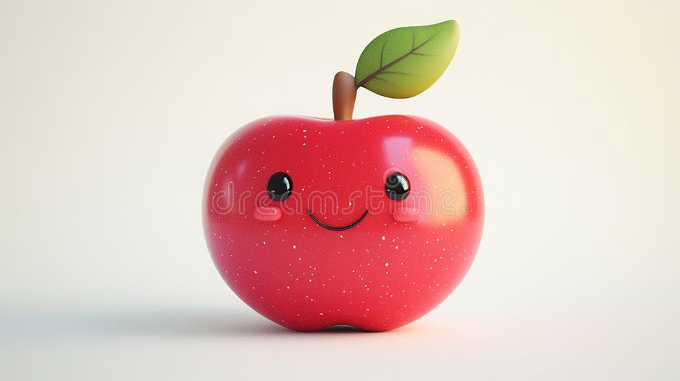 A Cute Adorable Apple Character 3d Render Stock Illustration ...