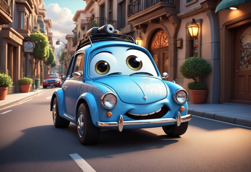 Cute and Adorable Cartoon Car. Generative AI Stock Illustration ...