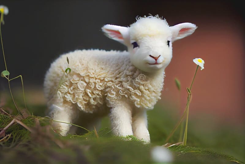 Cutest Easter Spring Lamb in Flowers Stock Illustration - Illustration ...