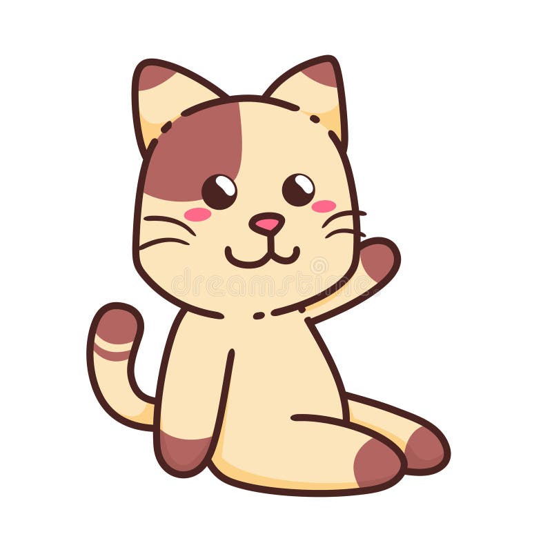 Cute Adorable Happy Brown Cat Cartoon Doodle Vector Illustration Flat ...