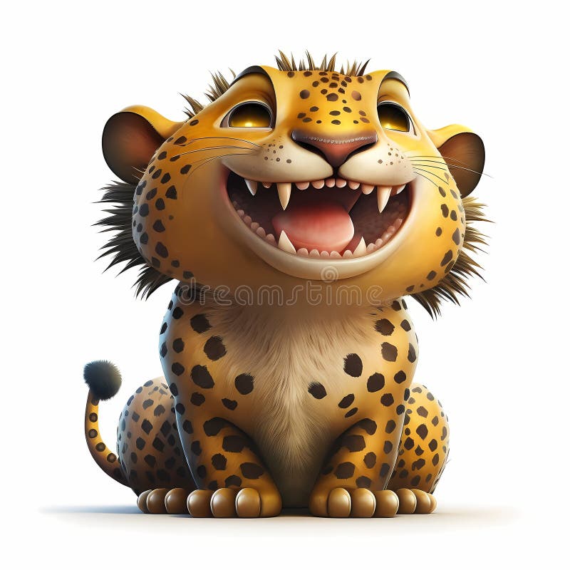 Cute Adorable Leopard Cartoon. Generative AI Stock Illustration ...