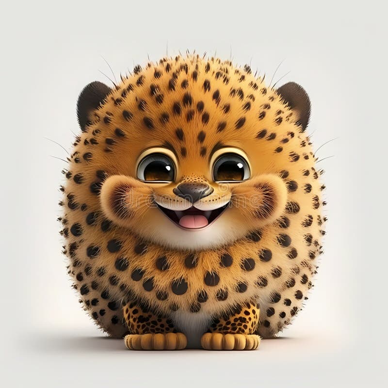 Cute Adorable Leopard Cartoon. Generative AI Stock Illustration ...