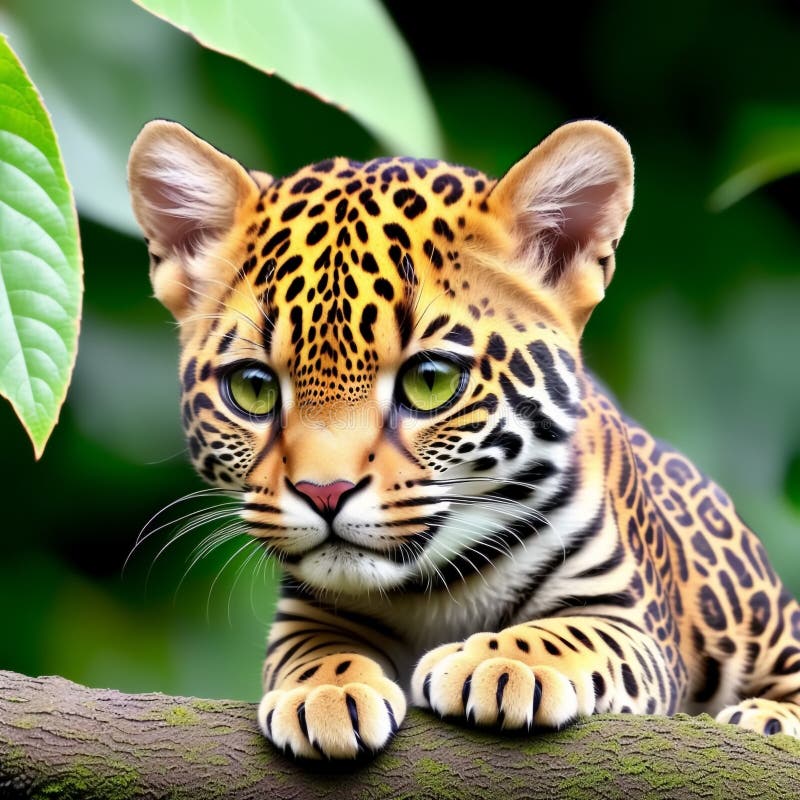 Cute and Adorable Little Jaguar in Jungle. Generative AI Stock ...