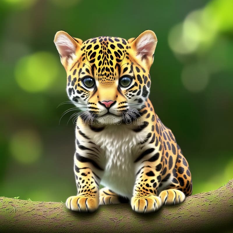 Cute and Adorable Little Jaguar in Jungle. Generative AI Stock ...