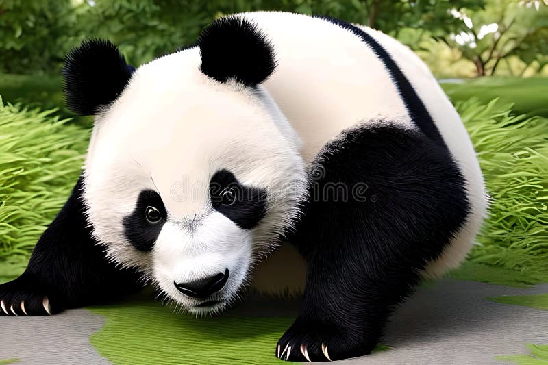 Cute Adorable Panda Looking at the Camera Stock Illustration ...