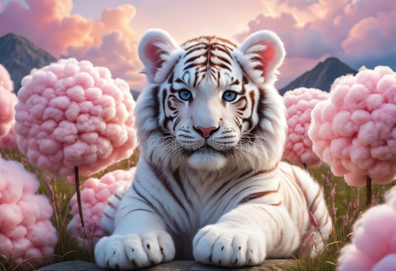 Cute and Adorable Pink Tiger. Generative AI Stock Illustration ...
