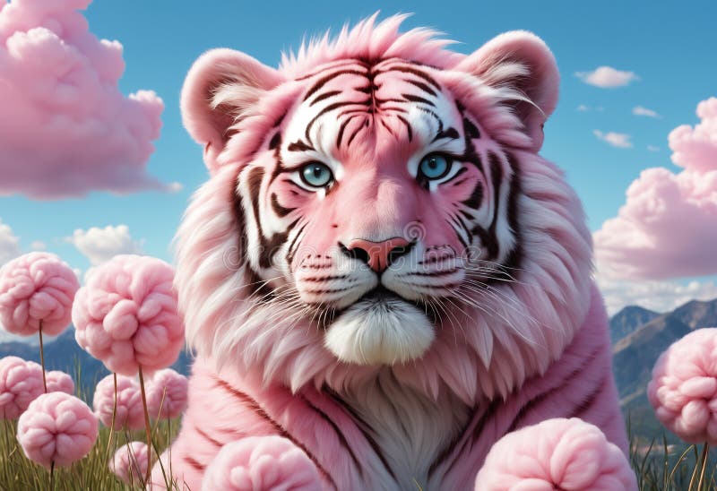 Cute and Adorable Pink Tiger. Generative AI Stock Illustration ...