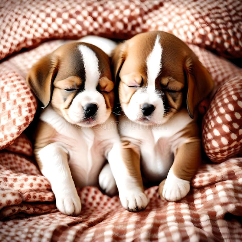 Cute Adorable Puppies Asleep - Ai Generated Image Stock Illustration ...