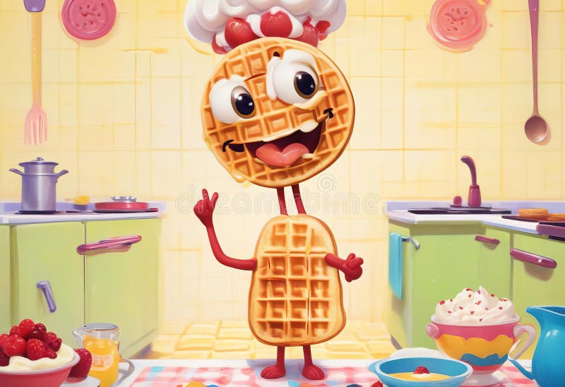 A Cute and Adorable Waffle Character Stock Illustration - Illustration ...