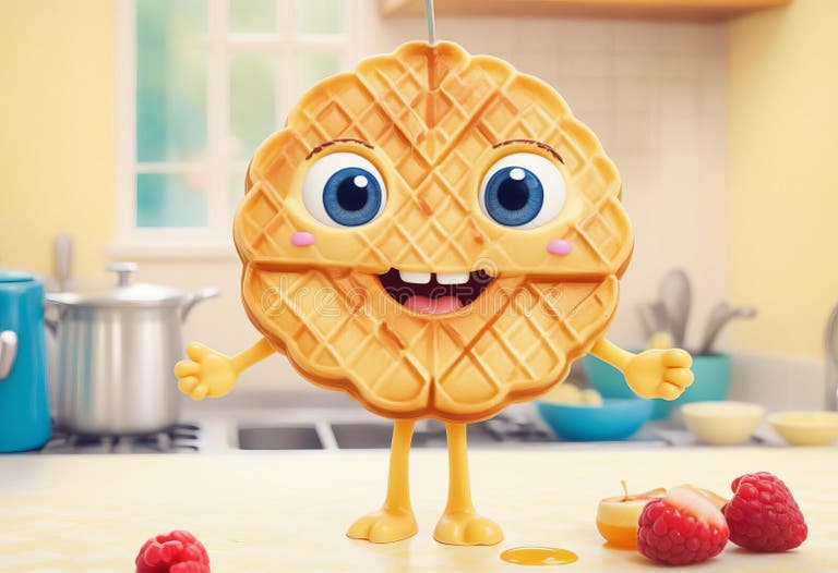 A Cute and Adorable Waffle Character Stock Illustration - Illustration ...