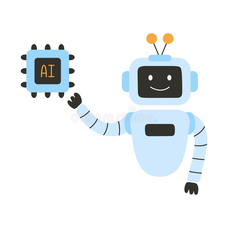 Cute AI Assistant Vector Illustration Stock Vector - Illustration of ...