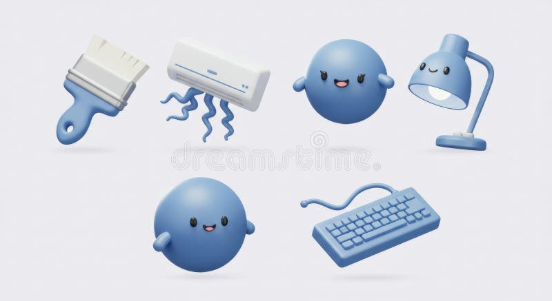 Cute AI-Generated Objects stock illustration. Illustration of blue ...