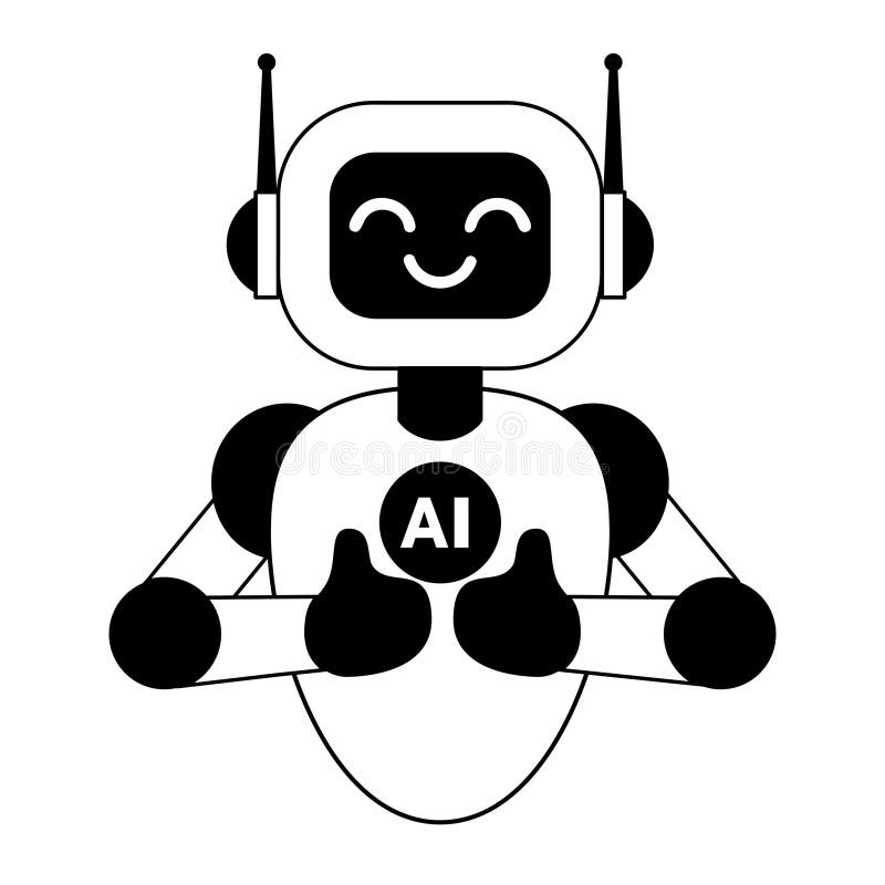 Cute Ai Robot Character Shows Thumbs Up Stock Vector - Illustration of ...