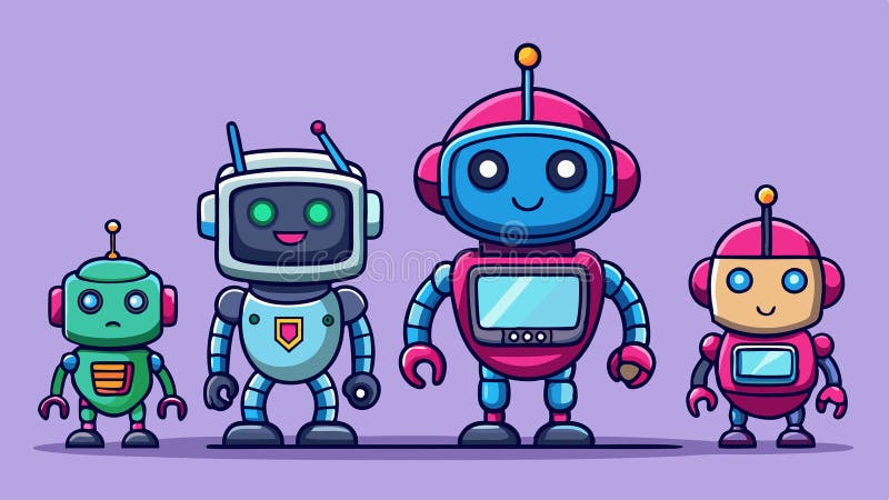 Cute Ai Robot Evolution Mascot Cartoon Vector Set. Digital Modern ...