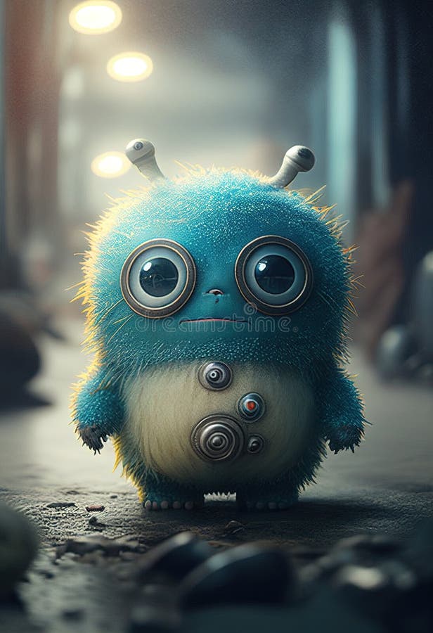 Cute Air Monster with Big Eyes. Ai Generative Stock Illustration ...