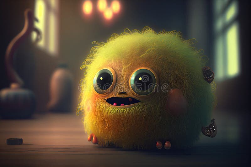 Cute Air Monster with Big Eyes. Ai Generative Stock Illustration ...