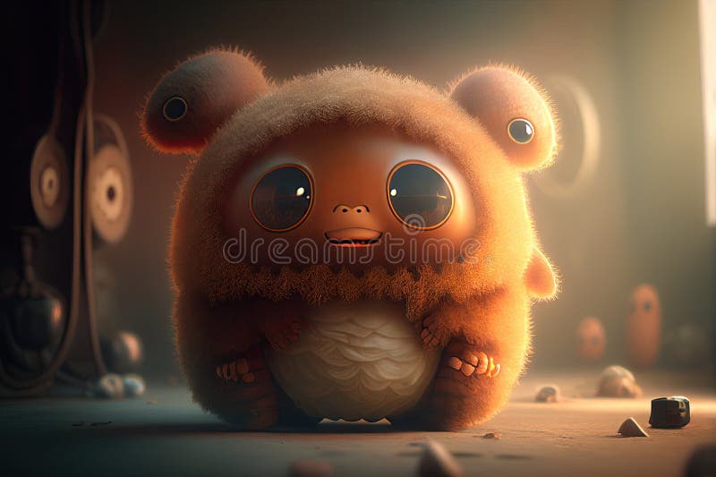 Cute Air Monster with Big Eyes. Ai Generative Stock Illustration ...