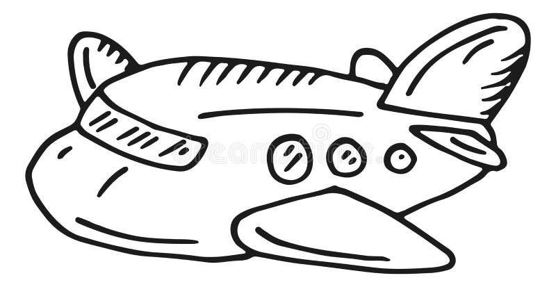 Cute Airplane Doodle. Black Line Plane Sketch Stock Vector ...