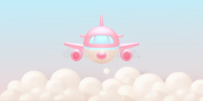 Cute Airplane Flying in the Sky Stock Vector - Illustration of rest ...