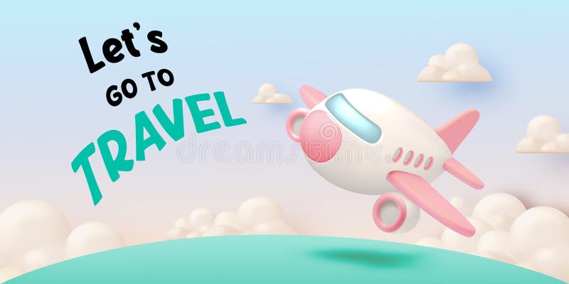 Cute Airplane Flying in the Sky Stock Vector - Illustration of aircraft ...