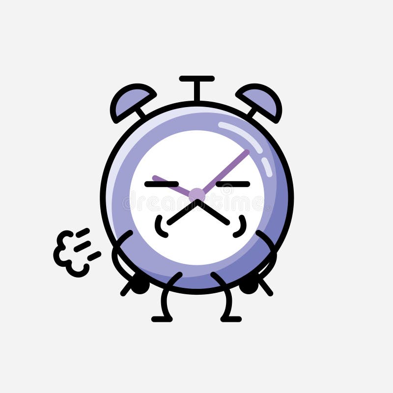 Cute Alarm Clock Mascot Vector Character in Flat Design Style Stock ...