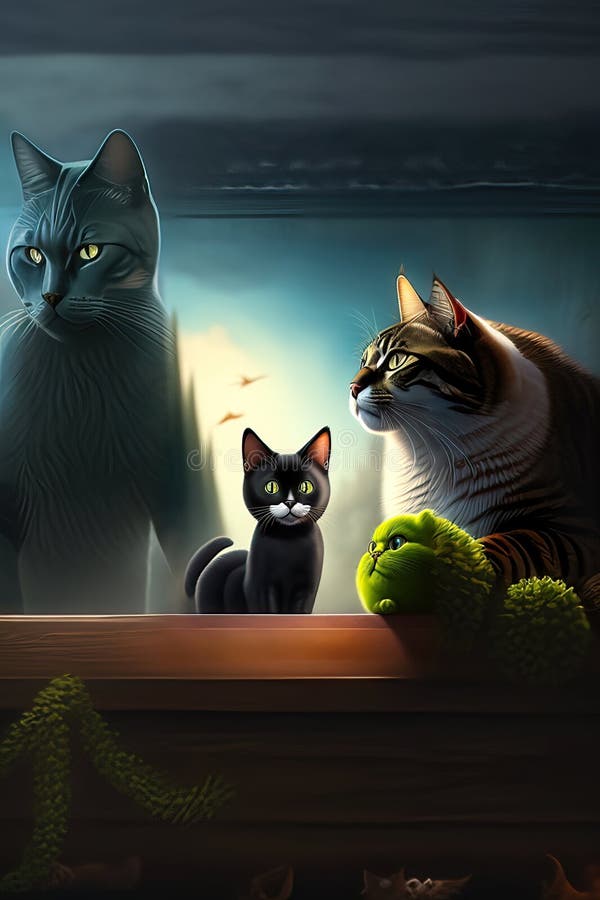 Cute Alien Cats. Concept Cats in Other Worlds Stock Illustration ...