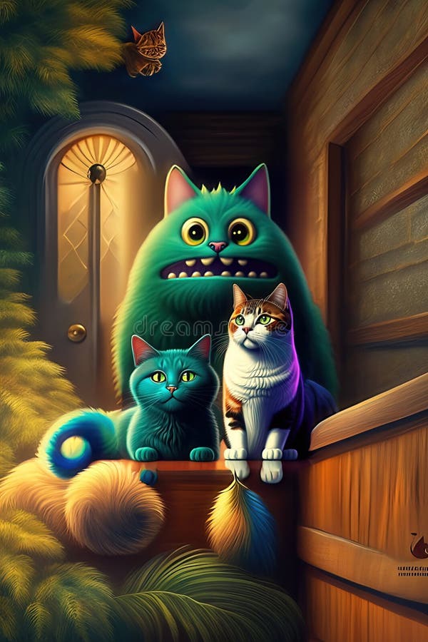 Cute Alien Cats. Concept Cats in Other Worlds Stock Illustration ...