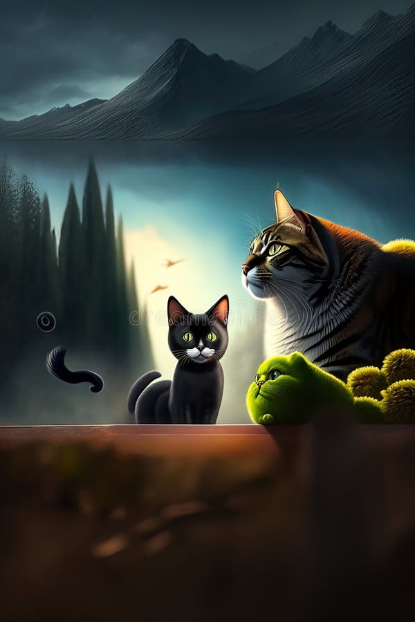 Cute Alien Cats. Concept Cats in Other Worlds Stock Illustration ...