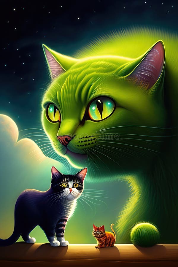 Cute Alien Cats. Concept Cats in Other Worlds Stock Illustration ...