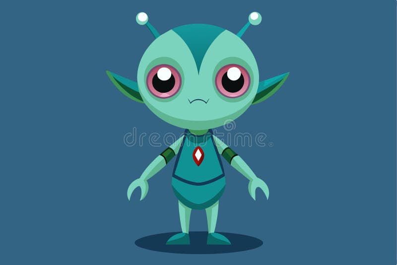 A Cute Alien Character with Large Eyes, Standing Upright, Featuring ...