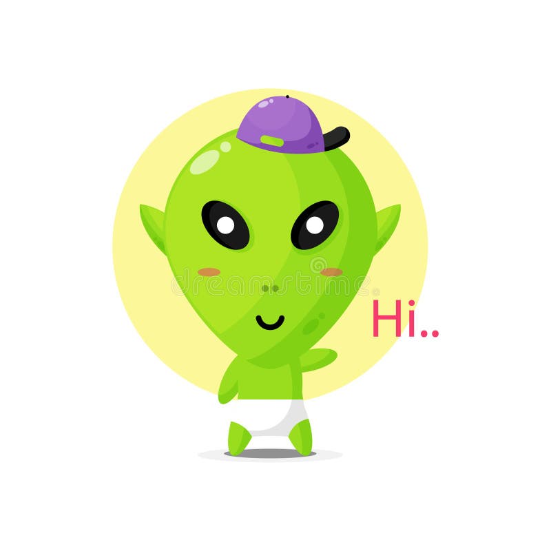 Cute Alien Character Wearing Hat Stock Vector - Illustration of mascot ...