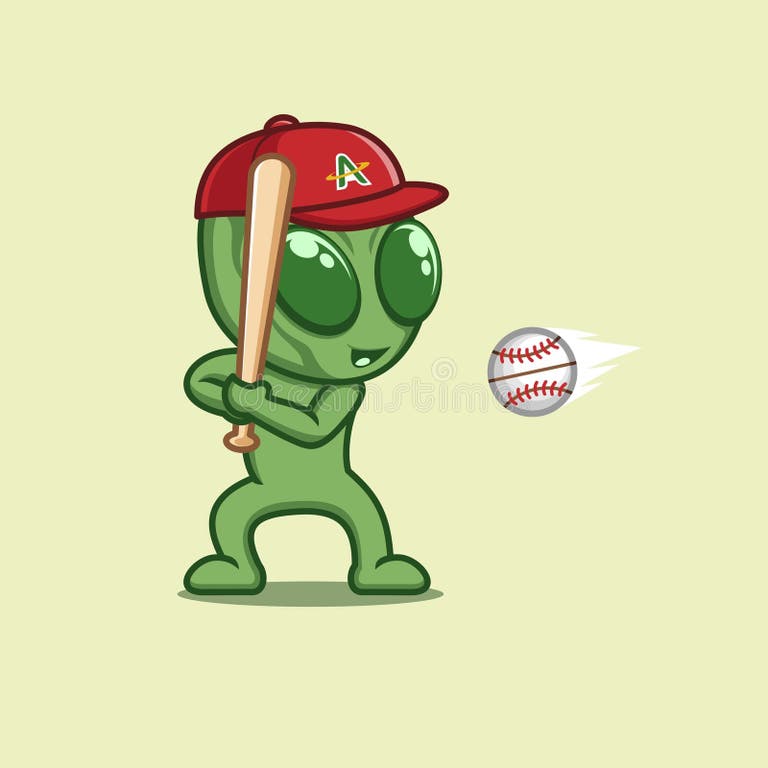 Cute Alien Playing Baseball Stock Vector - Illustration of playing ...